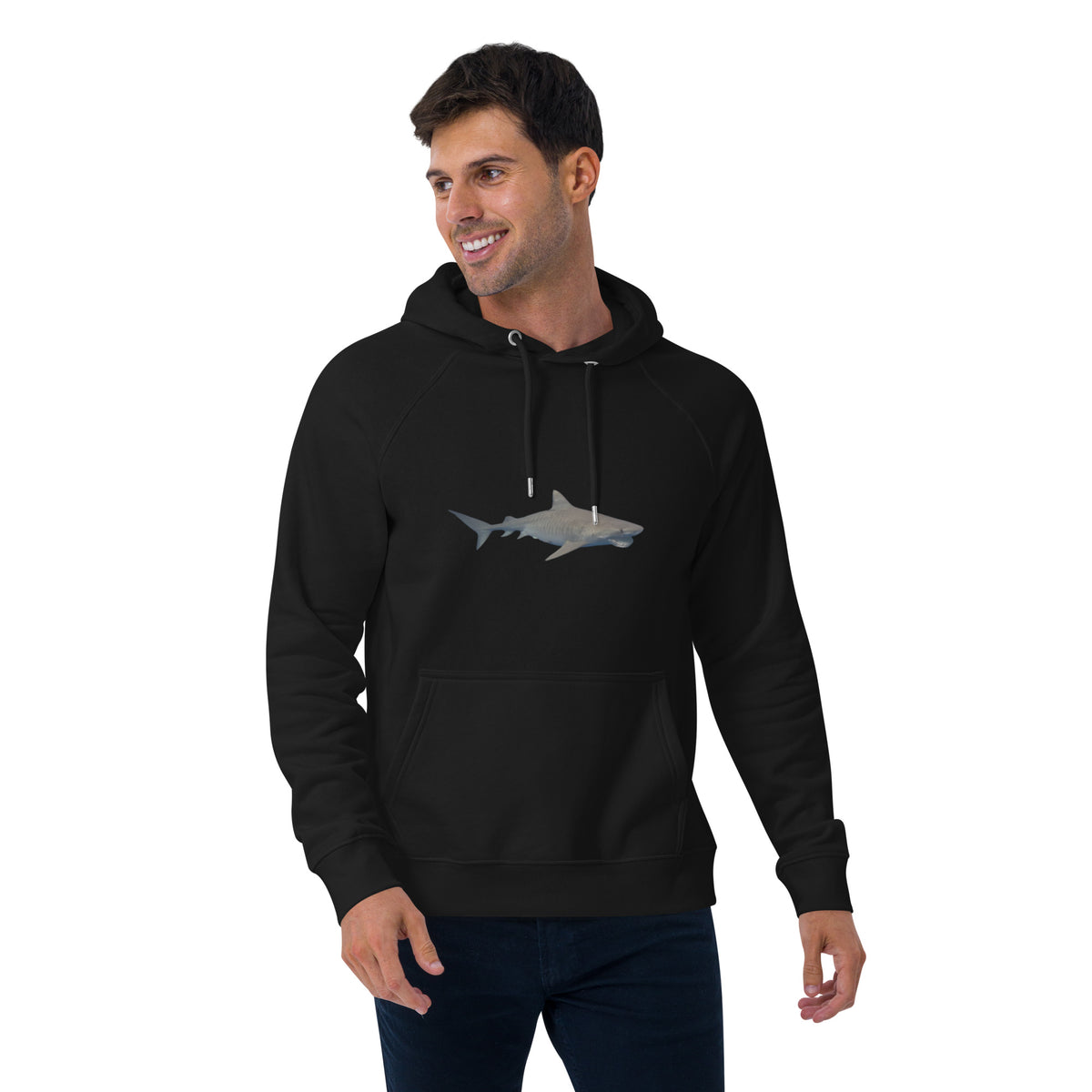 Just Keep Swimming Roxy Tiger Shark Unisex Eco Raglan Hoodie Designed ...